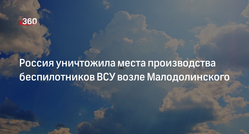 Россия уничтожила места производства беспилотников ВСУ возле Малодолинского | 360.ru